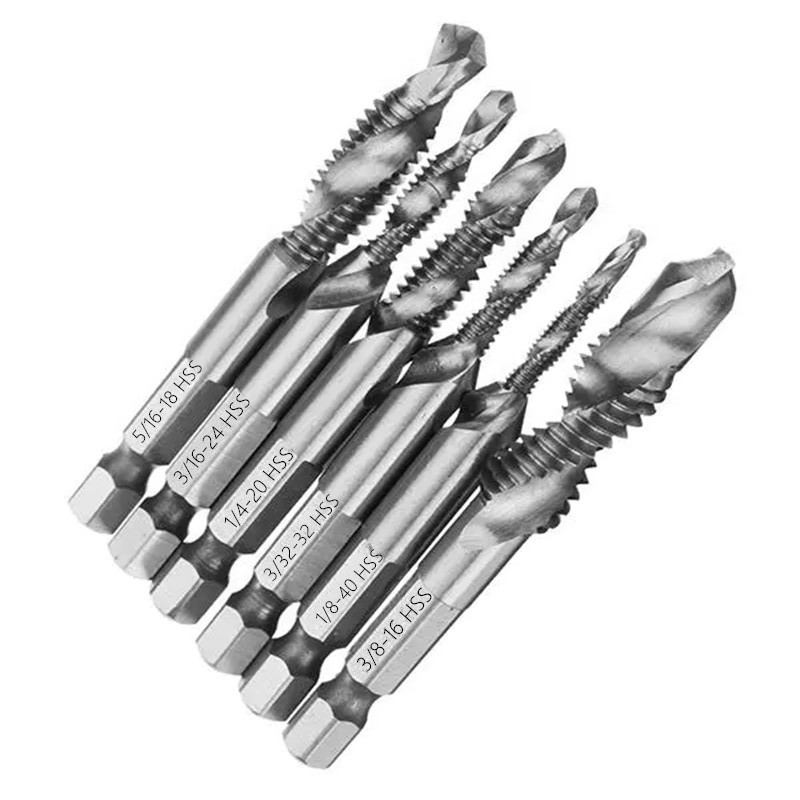 Shank Spiral Screw Thread Taps Drill Bits Set Hex Tap Drill Bits ...