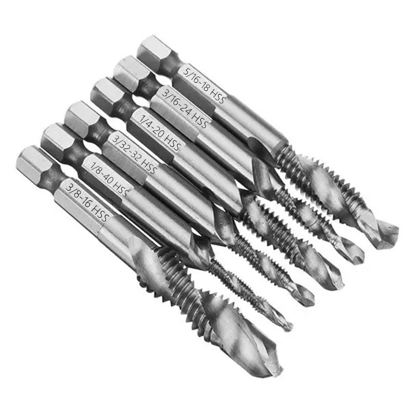Shank Spiral Screw Thread Taps Drill Bits Set Hex Tap Drill Bits ...
